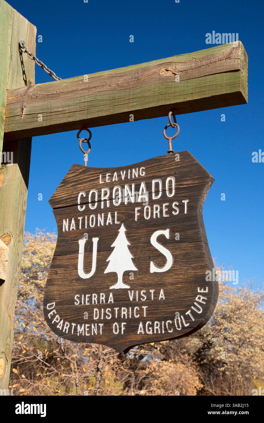 Boundary sign, Coronado National Forest, Arizona Stock Photo - Alamy