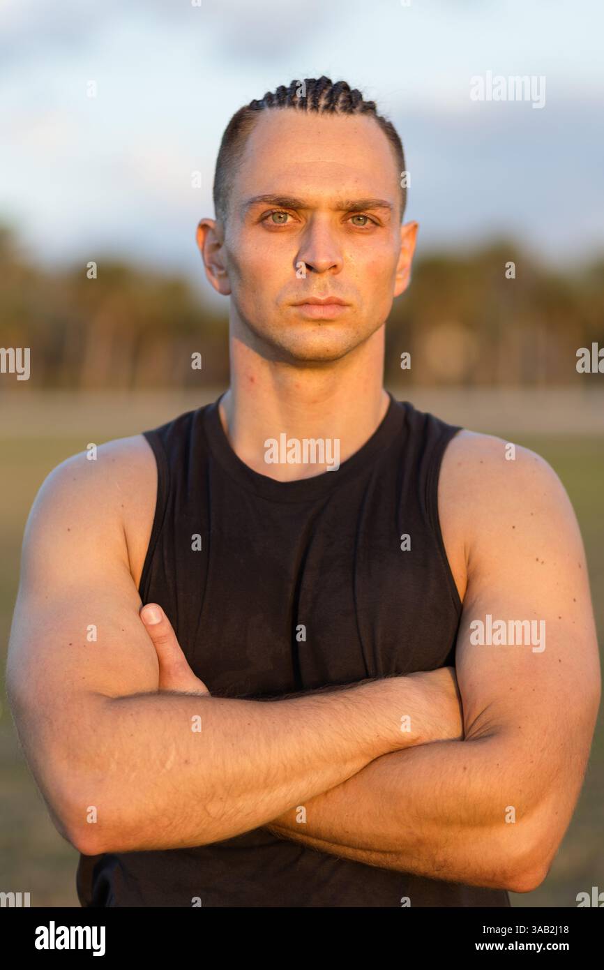 Headshot of athlete outside Stock Photo - Alamy