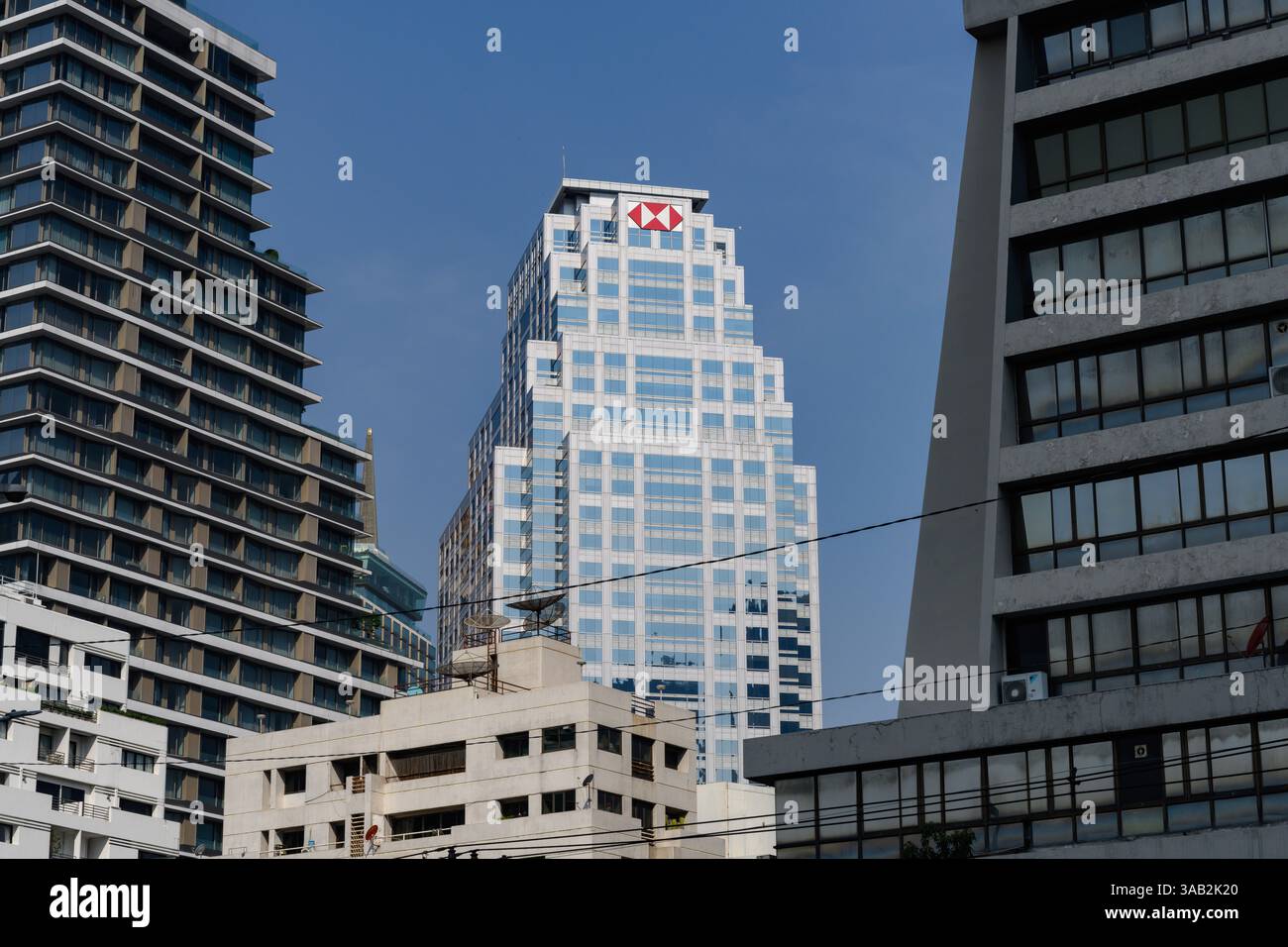 Thailand. 15th Feb, 2025. The HSBC Bank logo is seen displayed at their ...