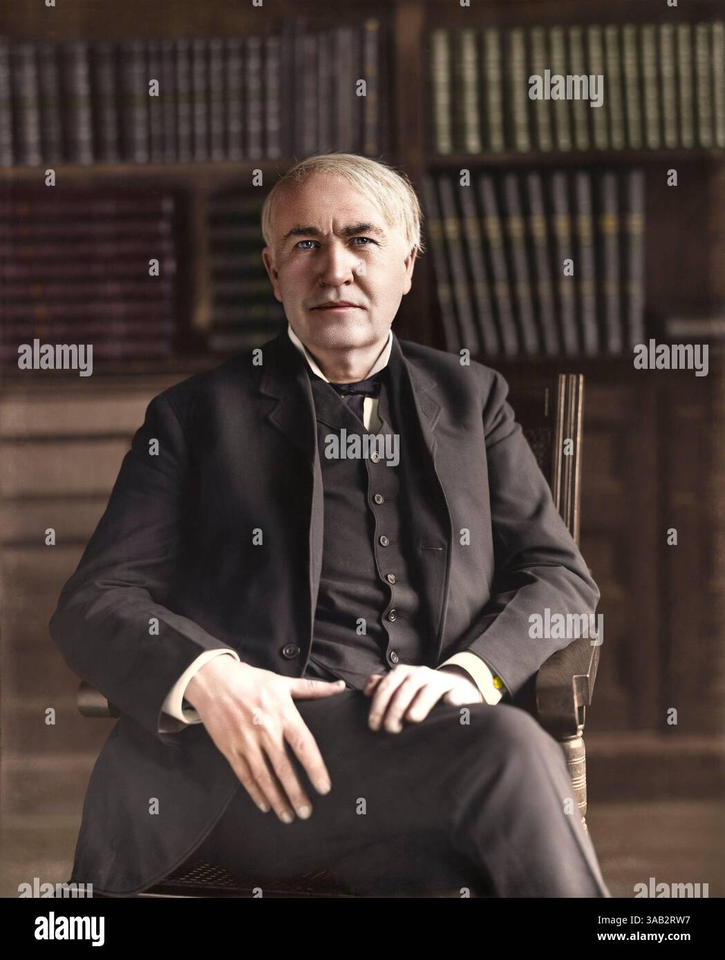 Portrait of Thomas Edison in the Building 5 Library of his West Orange ...