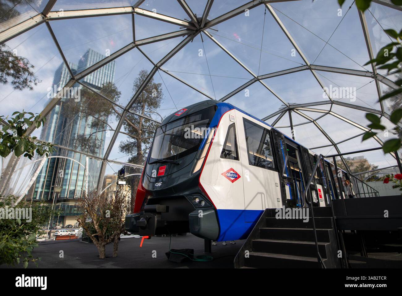 Madrid, Spain. 01st Apr, 2025. A model of one of the new trains on the ...