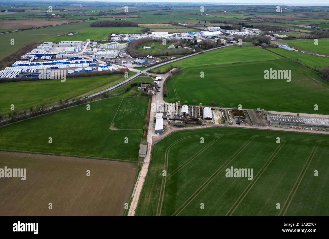aerial view of World war two military airfield. Forma military bomber ...