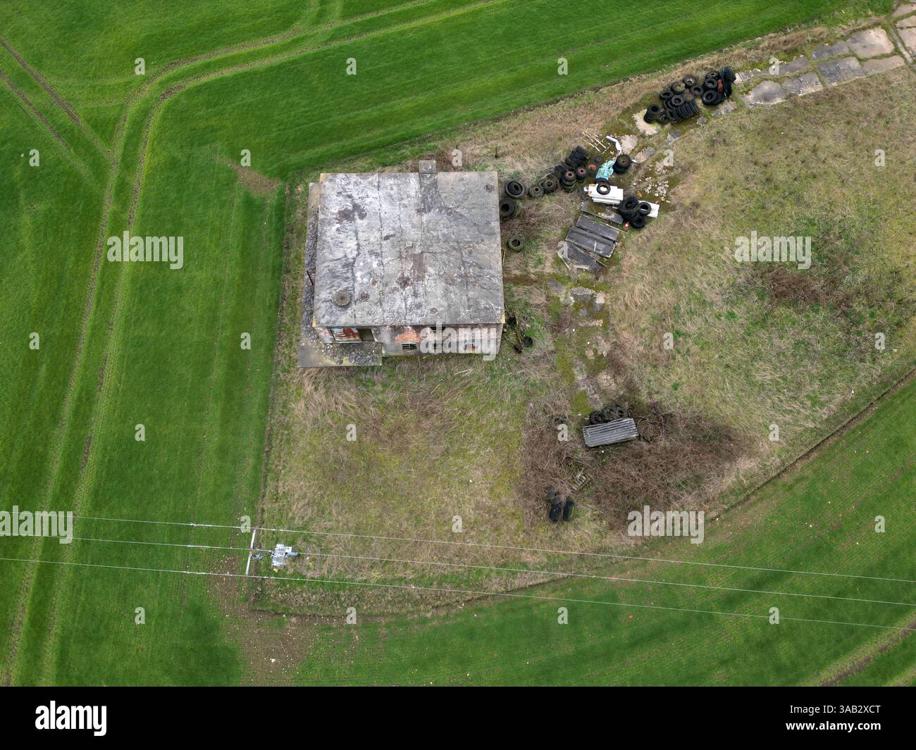 aerial view of RAF Catfoss control tower east Yorkshire,World war two ...