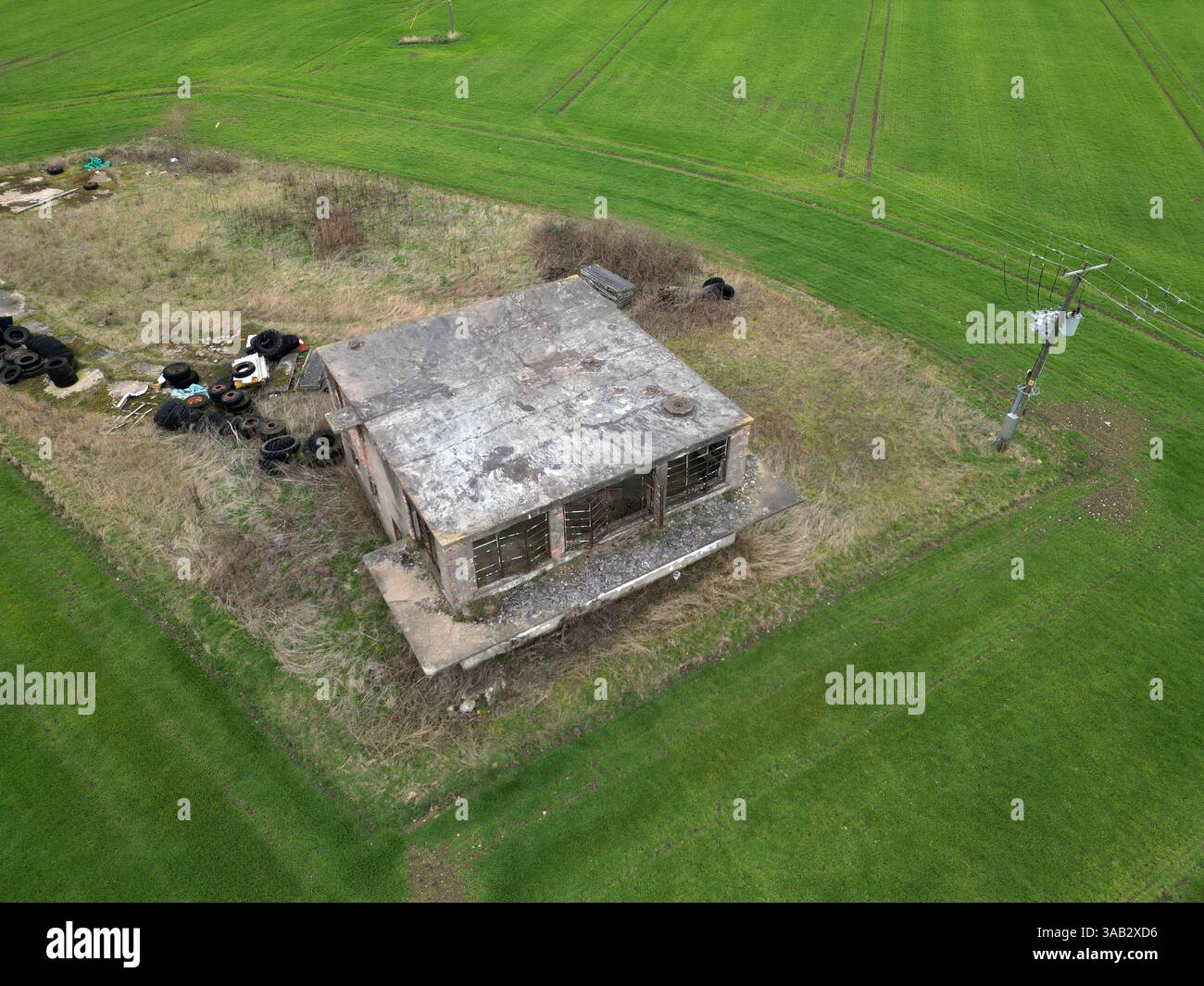aerial view of RAF Catfoss watch office World war two military airfield ...