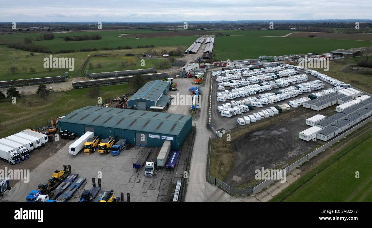 aerial view of World war two military airfield. Forma military bomber ...