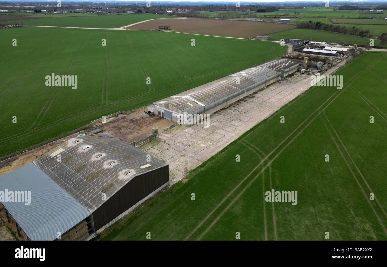 aerial view of World war two military airfield. Forma military bomber ...