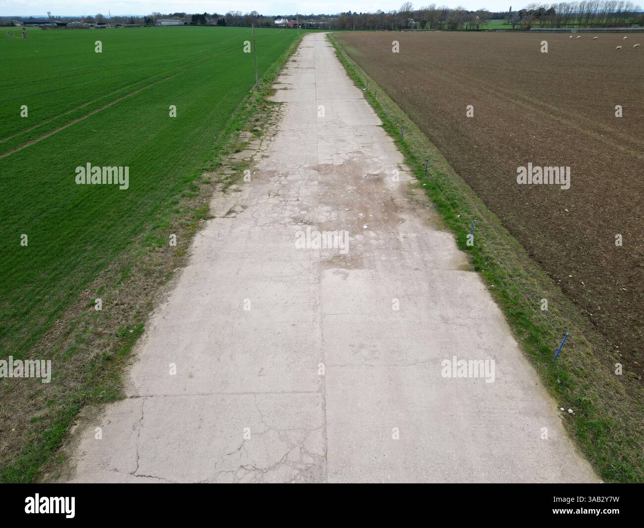 aerial view of World war two military airfield. Forma military bomber ...