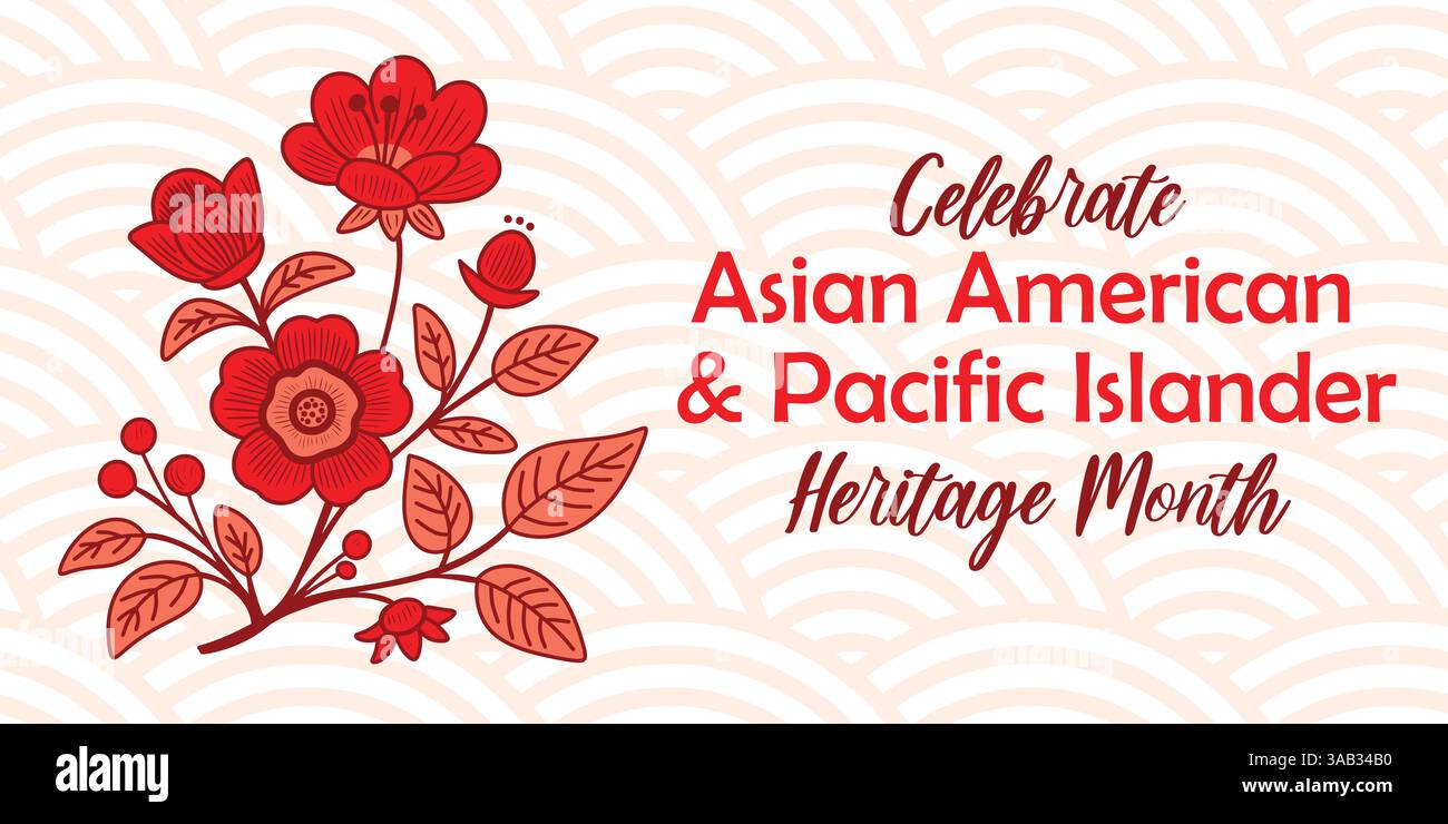 Asian American, Pacific Islander Heritage month vector banner with hand ...