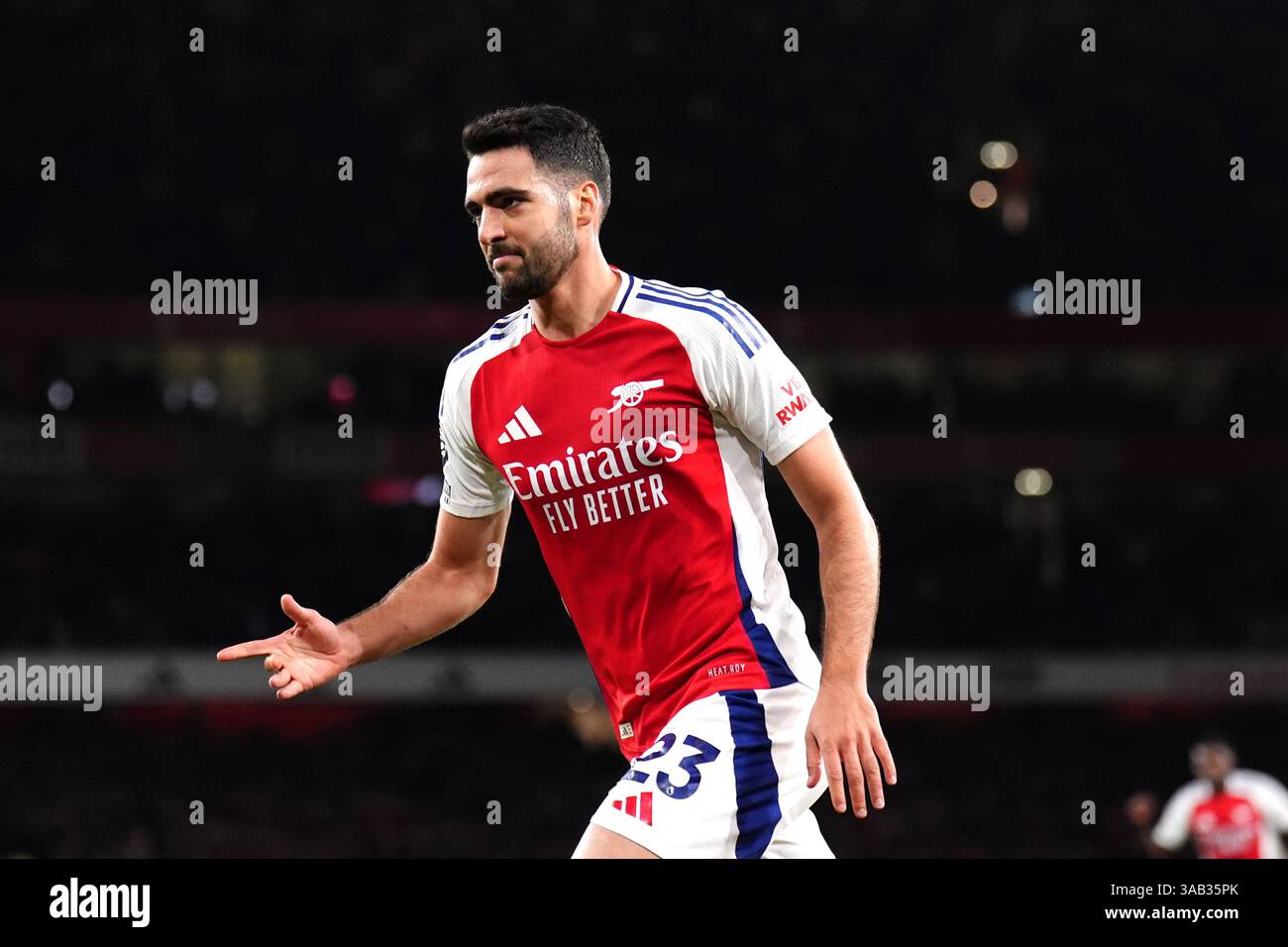 Arsenal's Mikel Merino celebrates scoring their side's first goal of ...