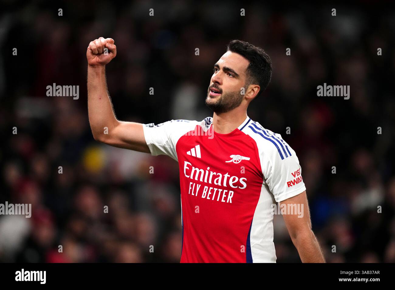 Arsenal's Mikel Merino celebrates scoring their side's first goal of ...