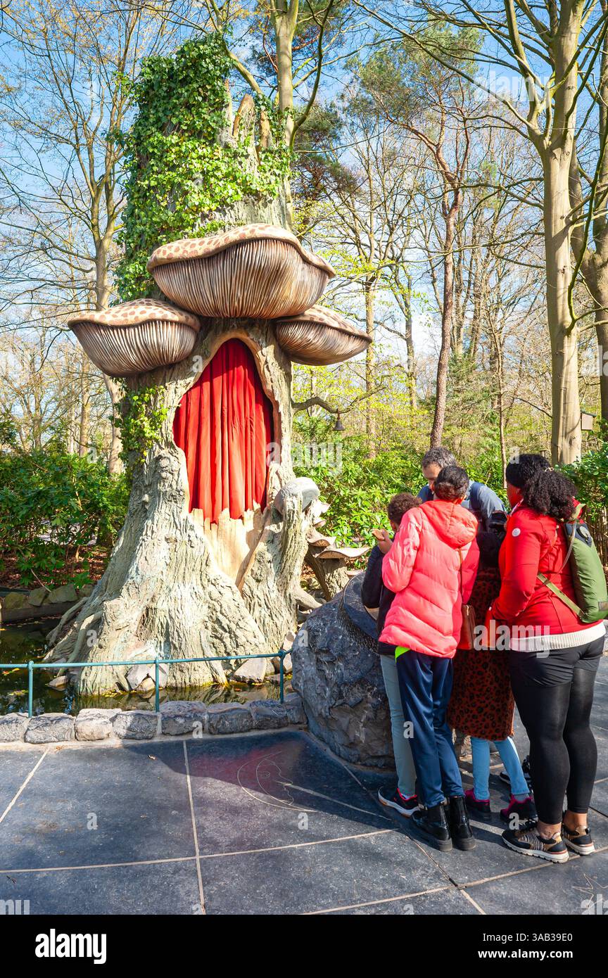 People stand at the Troll King attraction in amusement park "Efteling ...