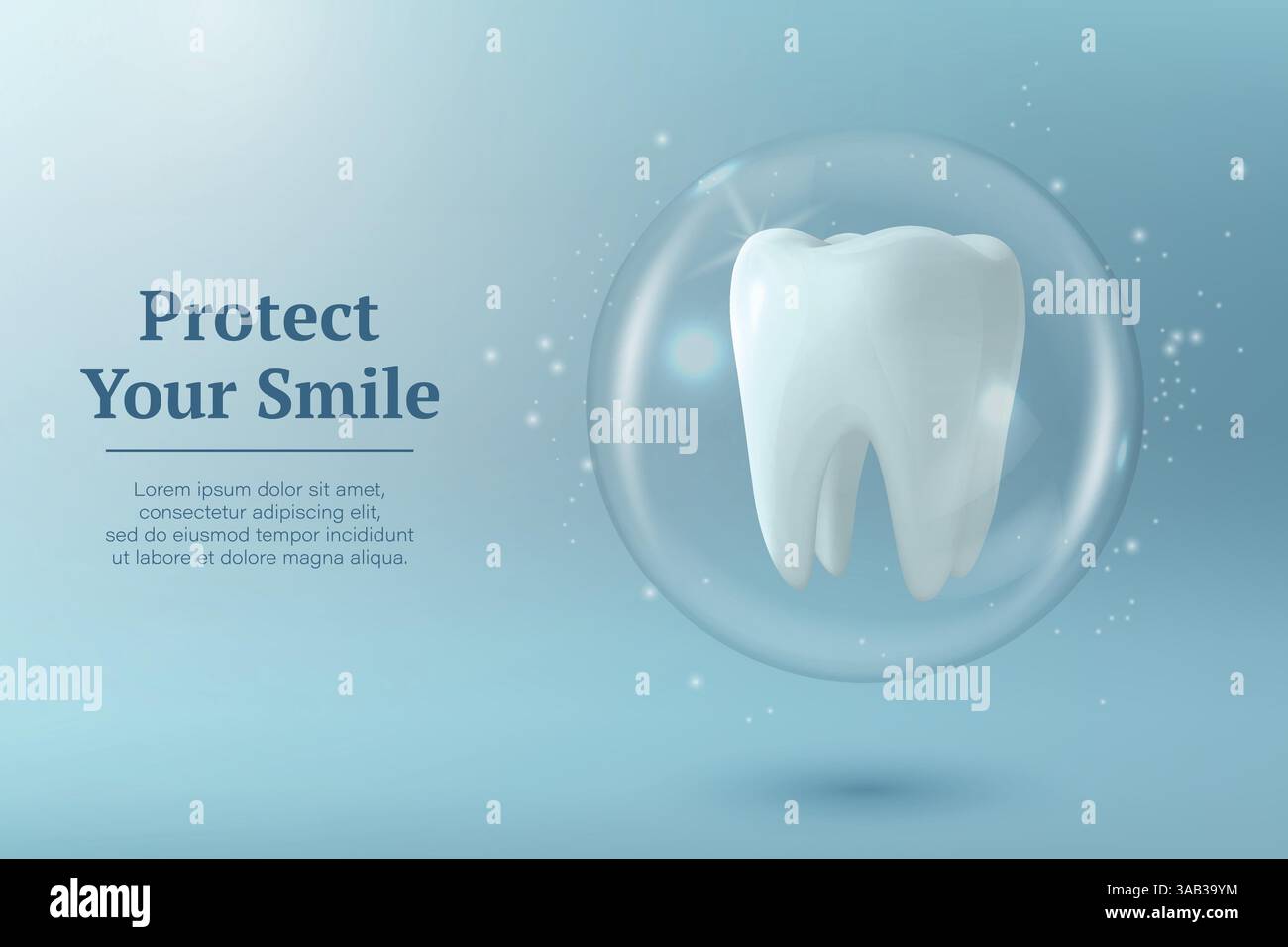 Protect Your Smile. Vector 3D Realistic Tooth in a Protective Bubble ...
