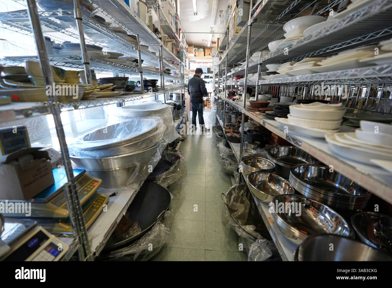 Merchandise is displayed in a kitchen and restaurant supply store in ...
