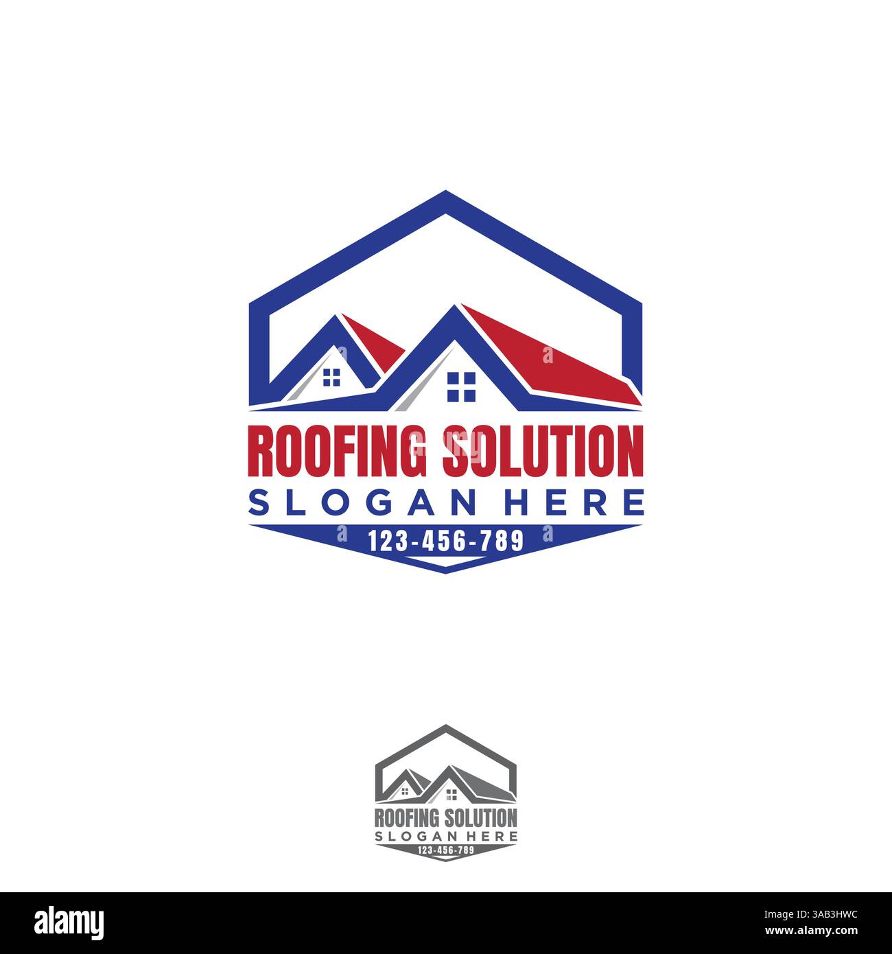 Construction building roofing solution service logo icon design ...