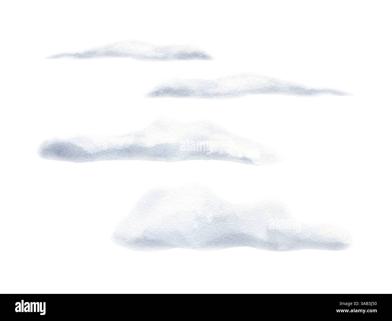 Set of clouds, overcast, storm cloud. Isolated on white with a soft ...
