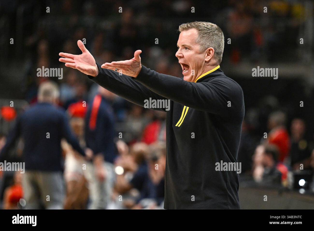 ATLANTA, GA – MARCH 28: Michigan head coach Dusty May reacts during the ...