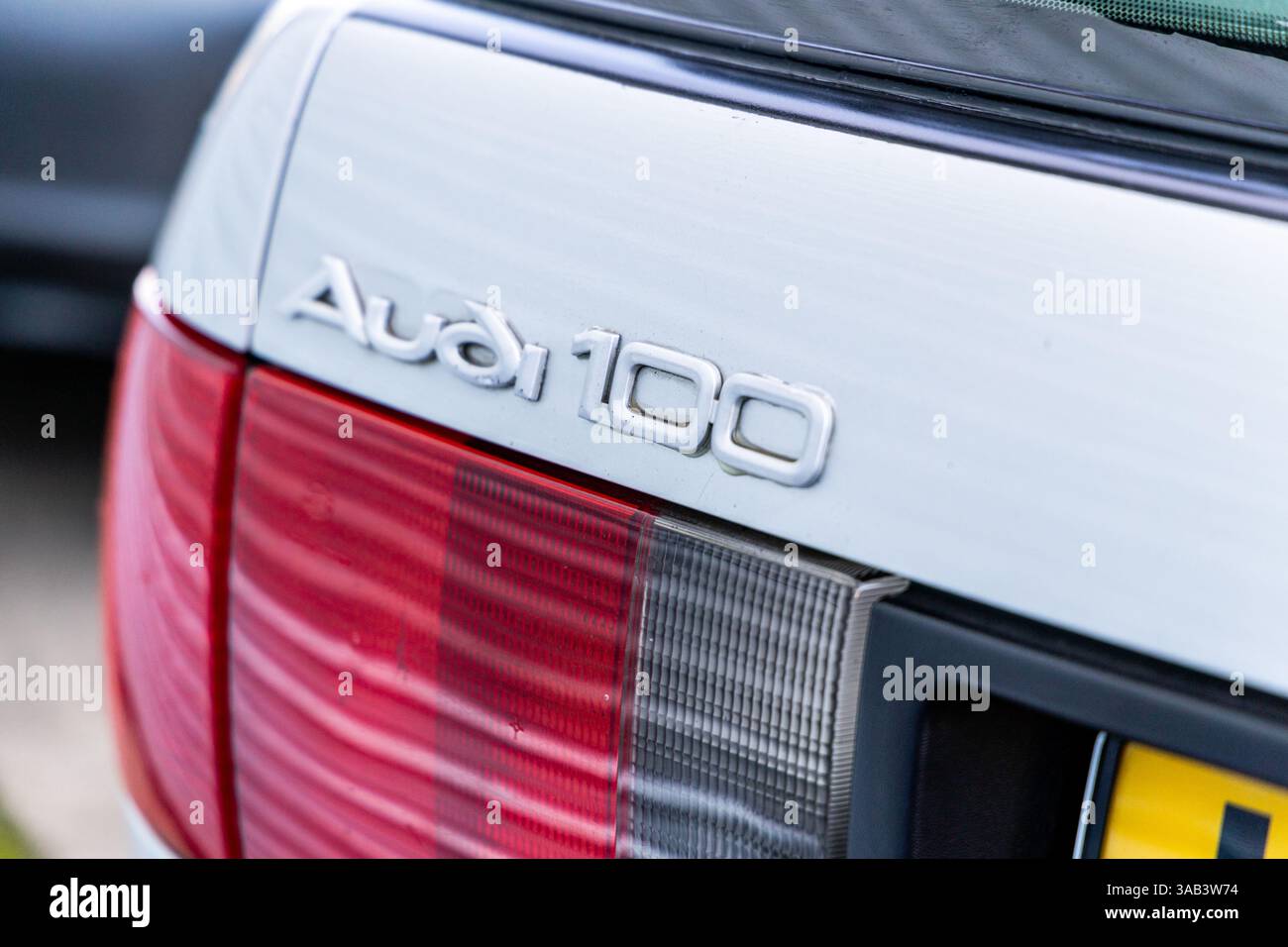 Bristol , UK - November 11, 2023: Audi 100 retro 90s silver car logo ...