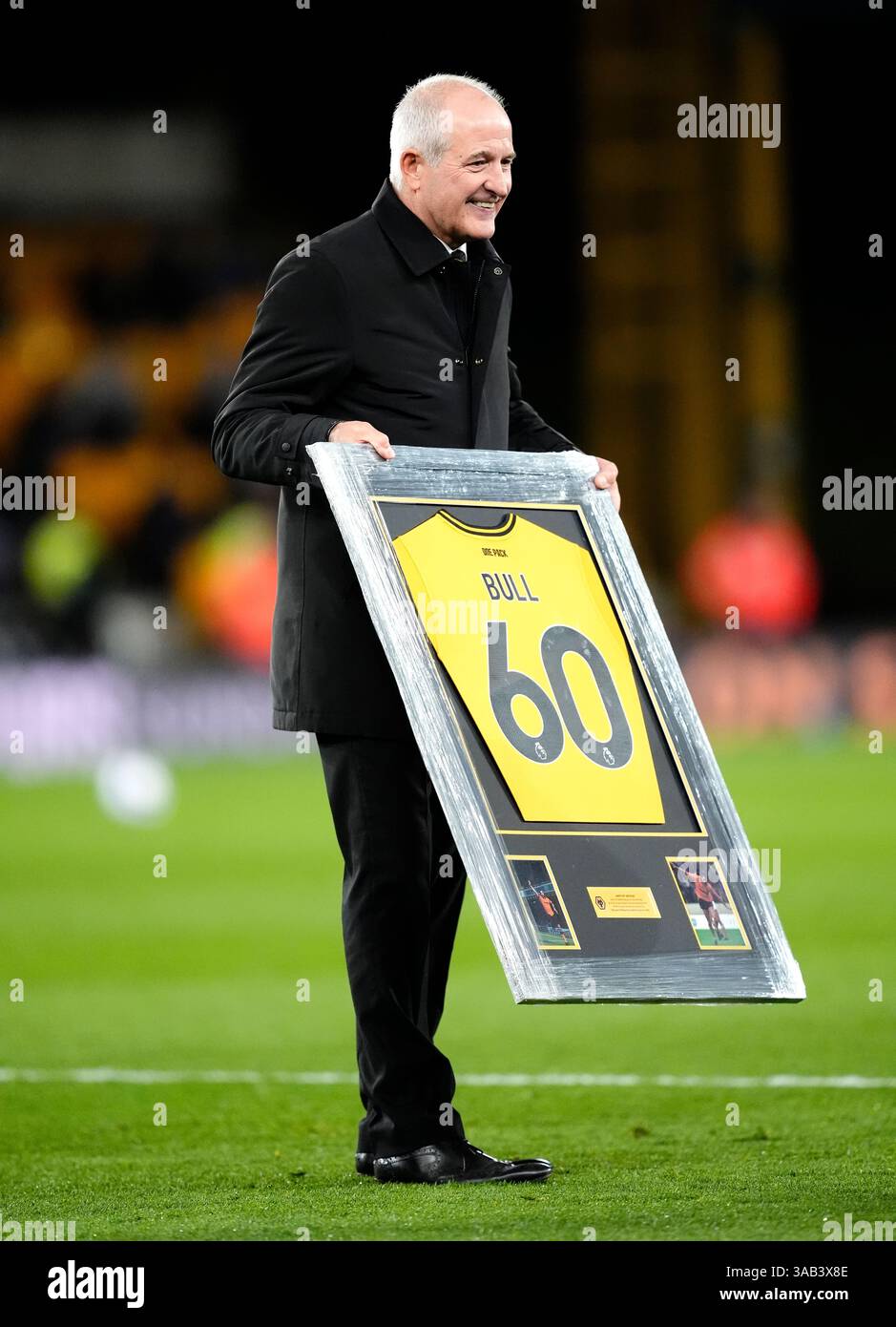 Former Wolverhampton Wanderers player Steve Bull presented with a shirt ...