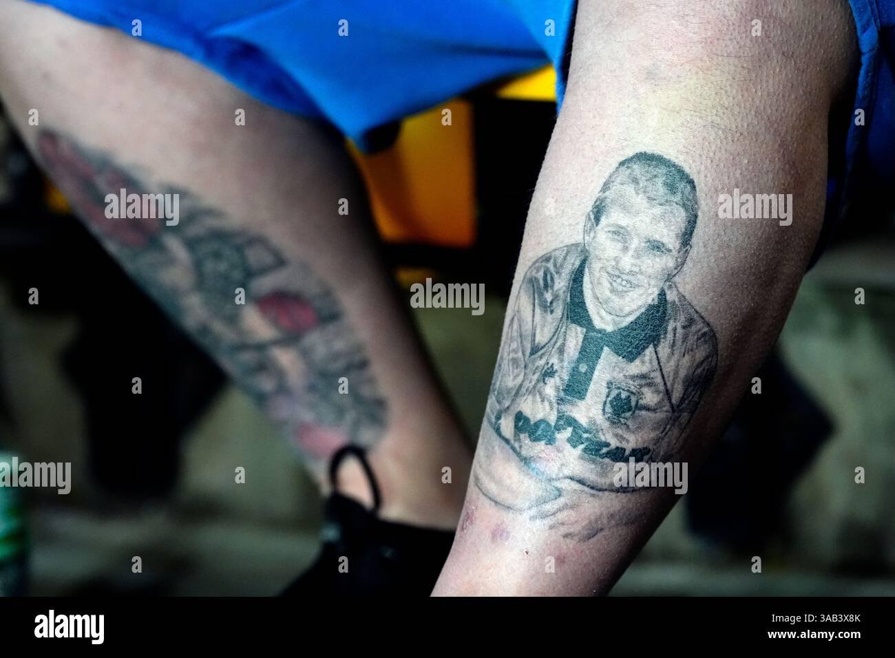 A close up of a fan's tattoo of former Wolverhampton Wanderers player ...