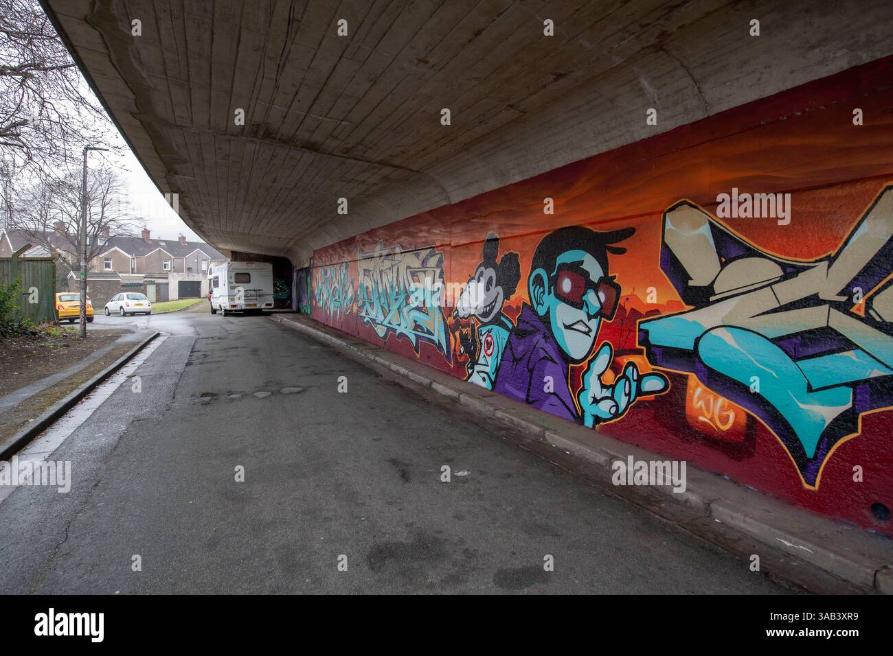 Graffiti underneath the M4 motorway in Port Talbot, South Wales, UK ...
