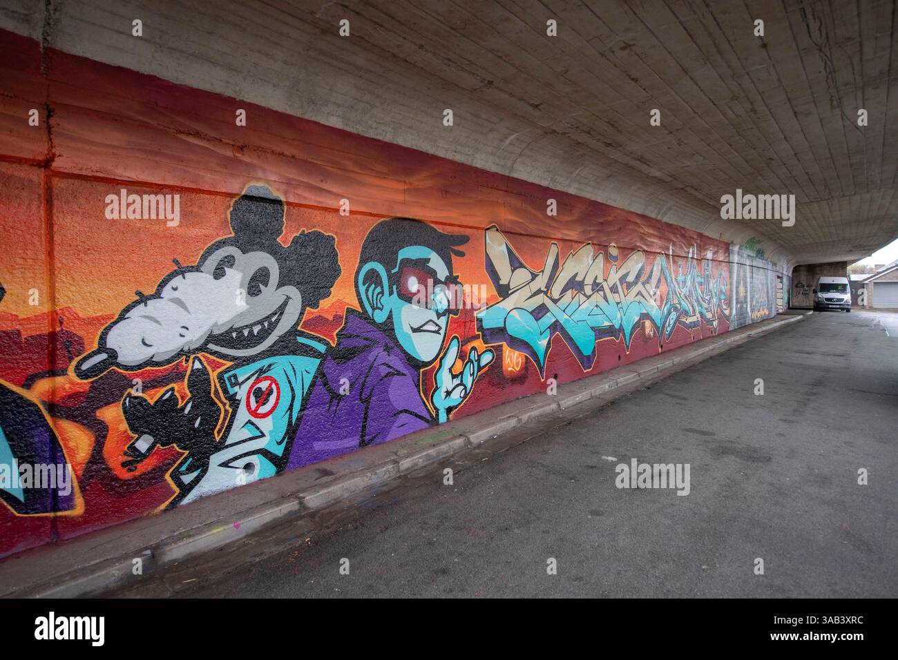 Graffiti underneath the M4 motorway in Port Talbot, South Wales, UK ...