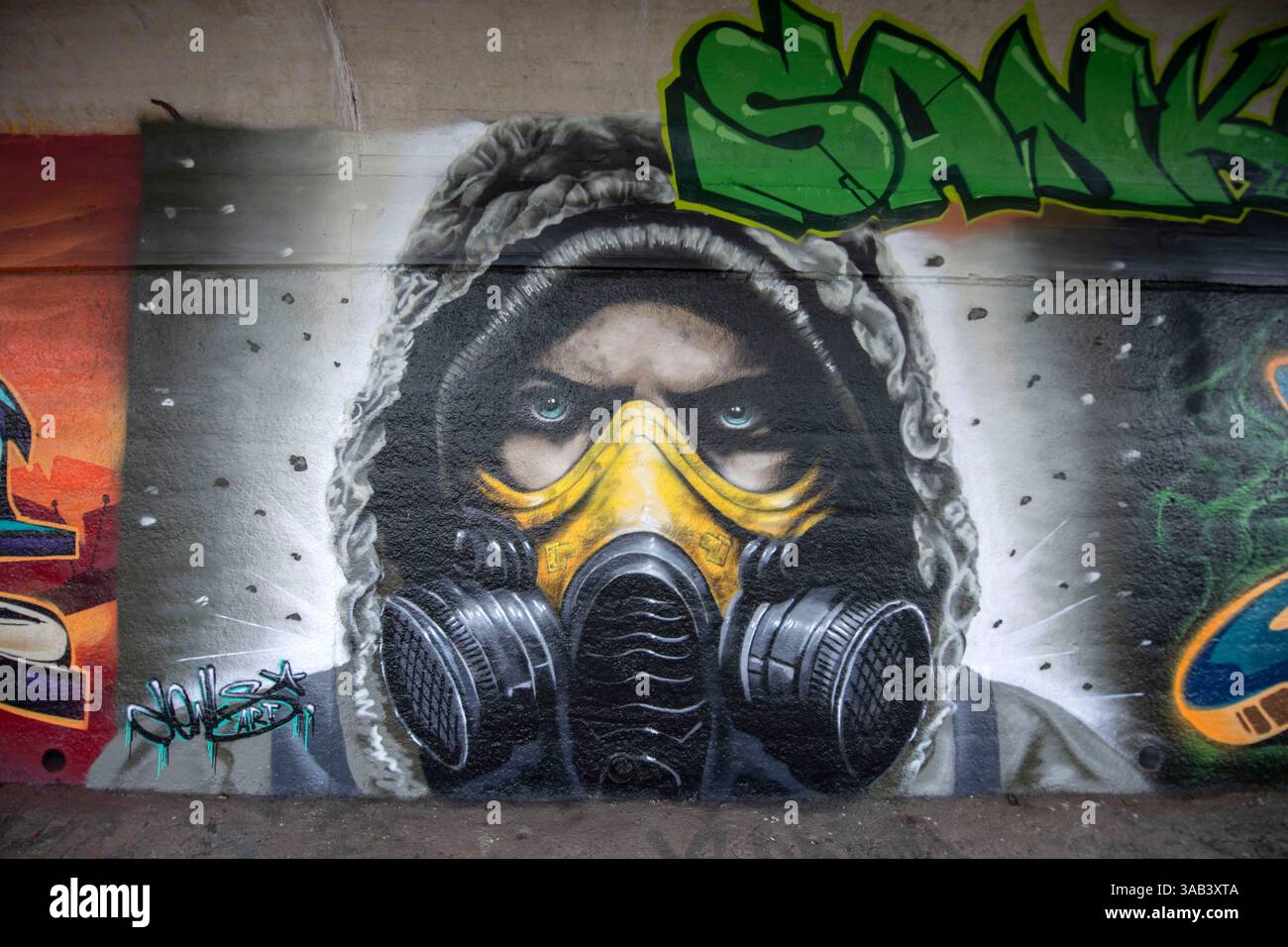 Graffiti by JenksArt underneath the M4 motorway at Bridge Street in ...