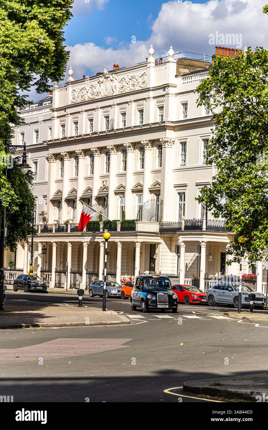 London, UK - June 22, 2024: The Kingdom of Bahrain flag waving from the ...