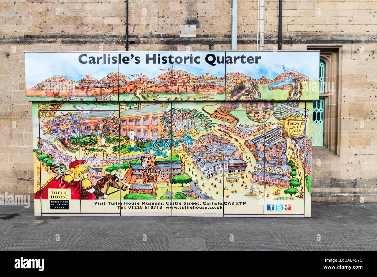 Illustrated map mural in Carlisle train station displaying the ...
