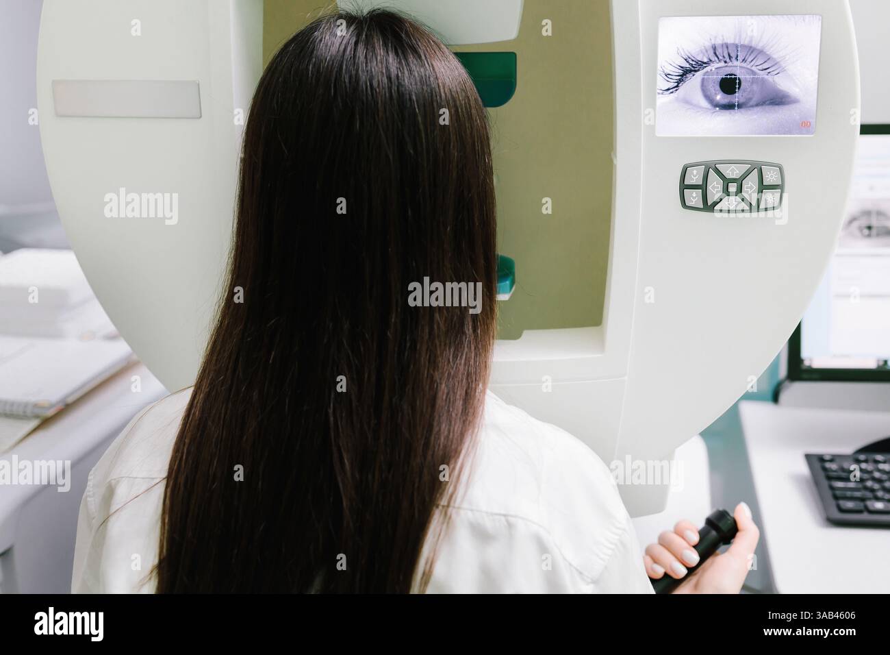 Perimetry eyes test for early sign of glaucoma of woman patient of ...