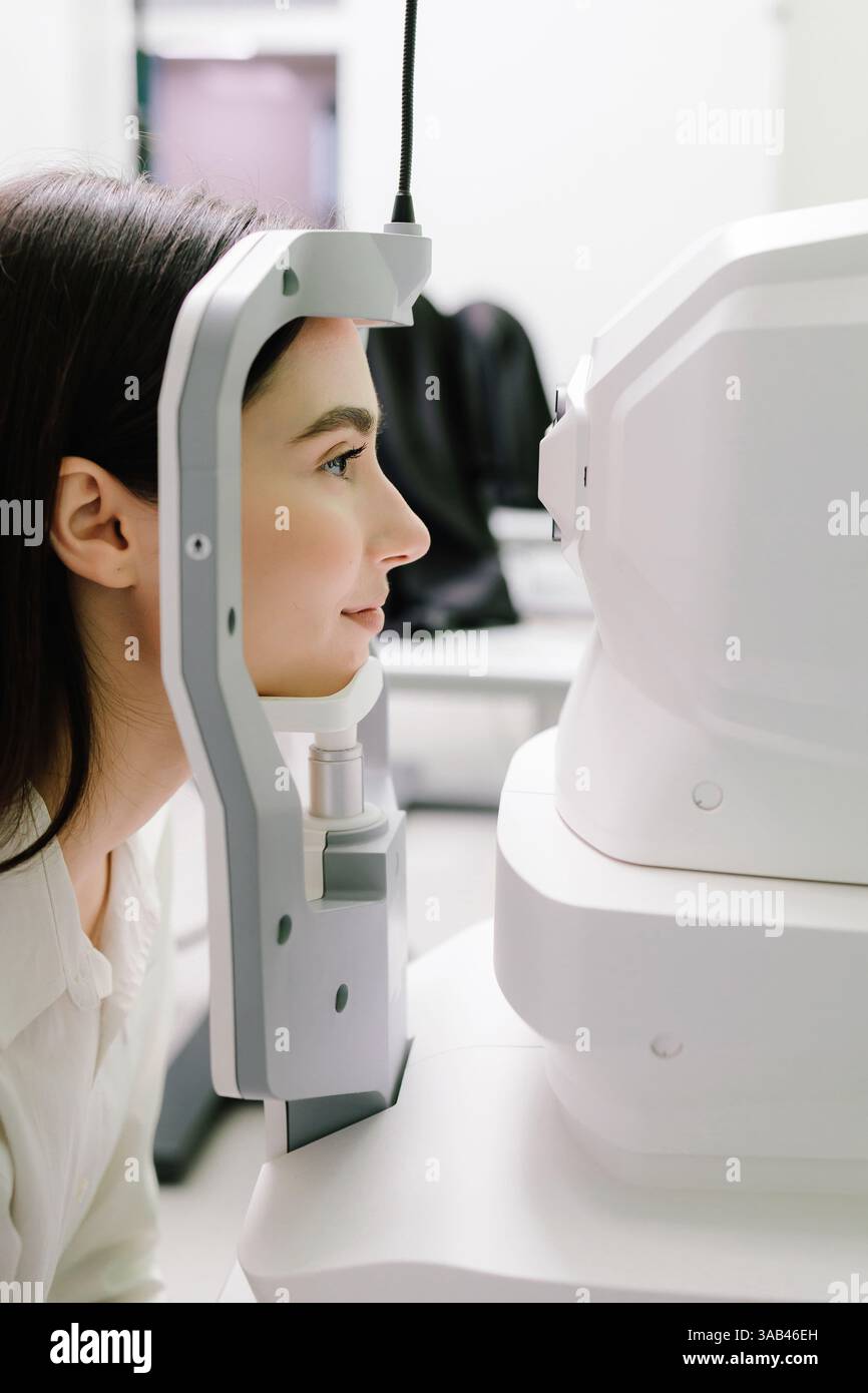 Optical coherence tomography OCT scan to create pictures of the back of eye. Examination of eyes ...