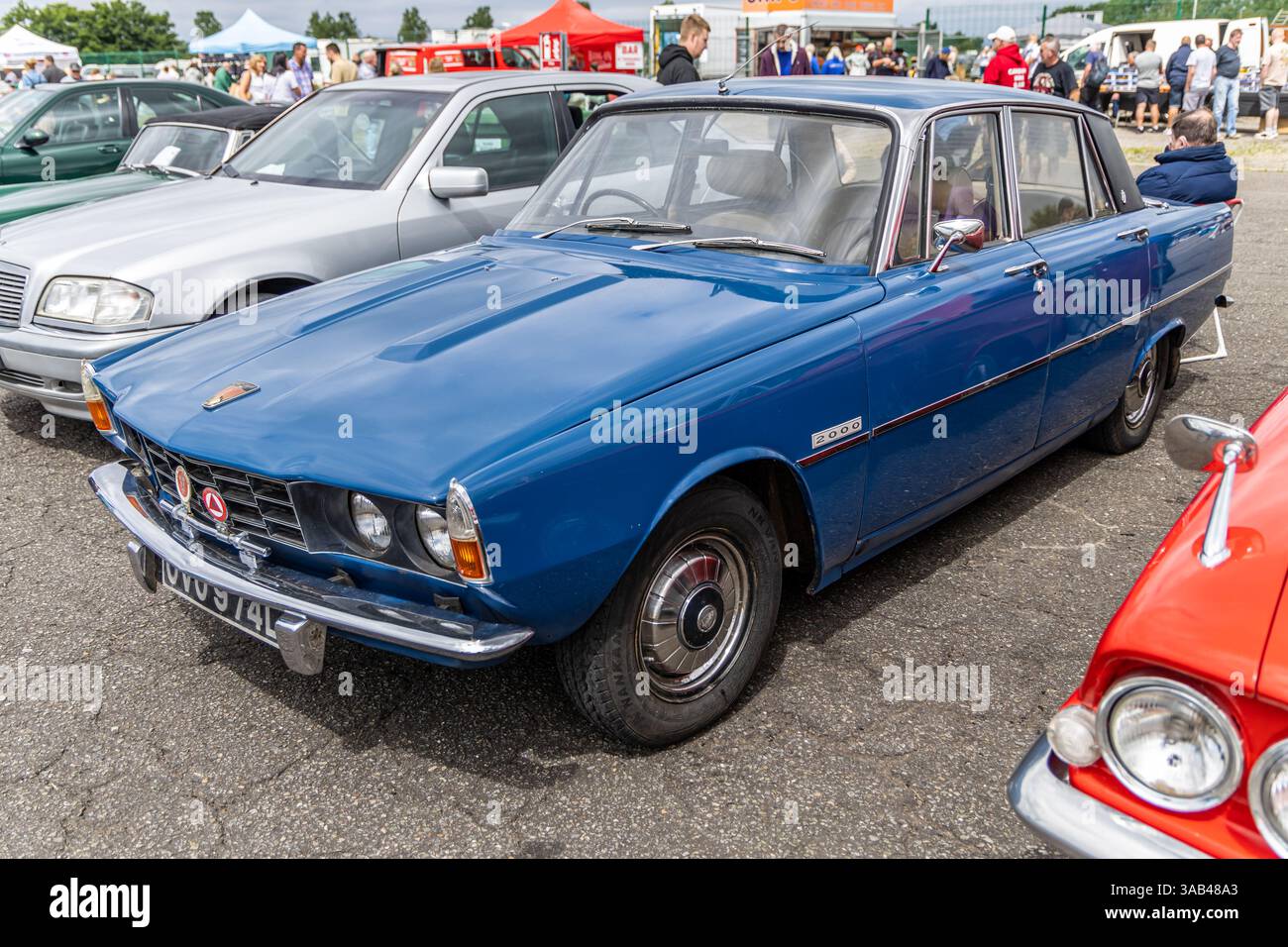 Llandow, Wales - June 30, 2024: Blue classic Rover 2000, four door ...