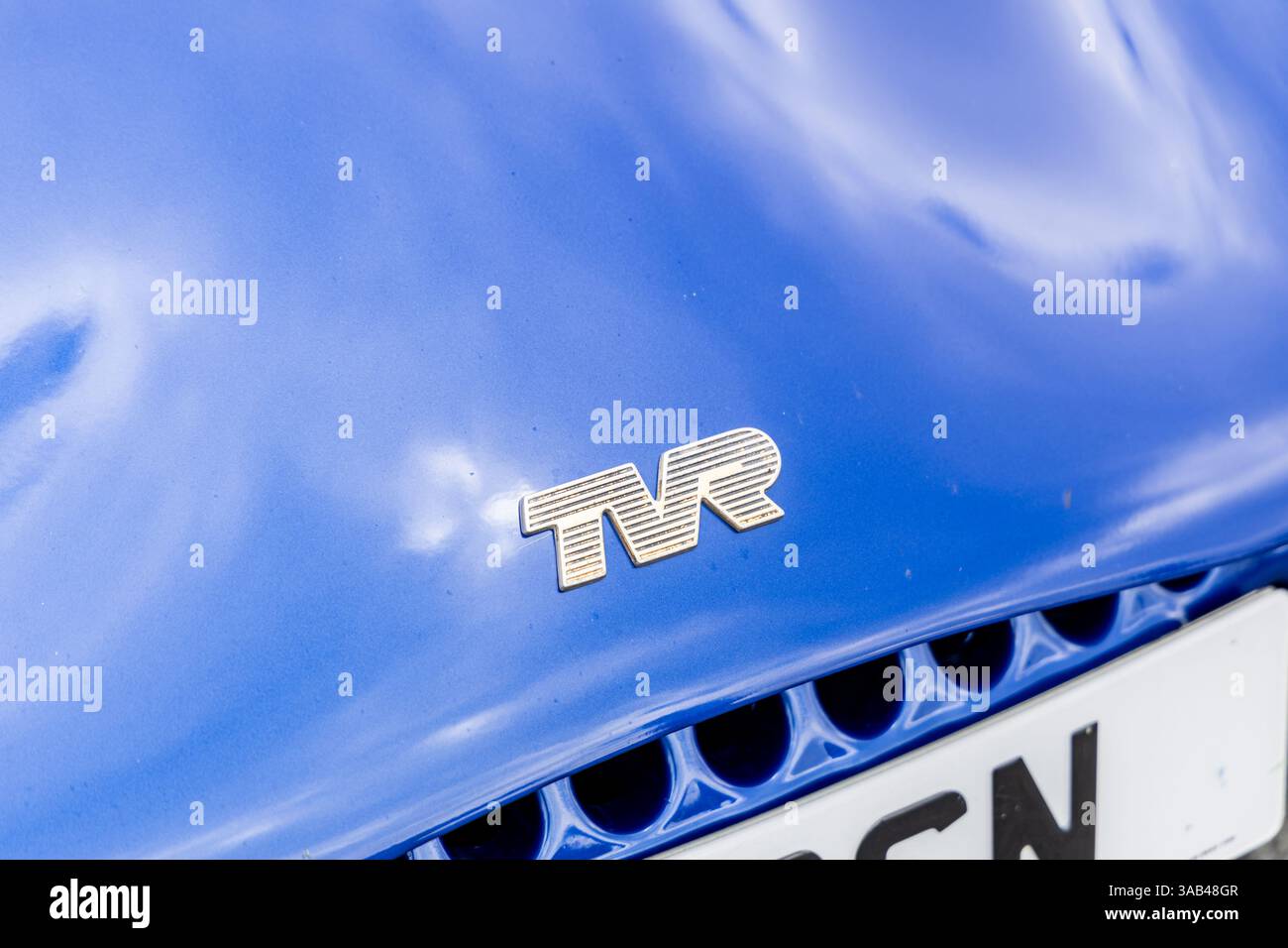 Llandow, Wales - June 30, 2024: Badge of Blue 2001 3996cc TVR Tuscan ...