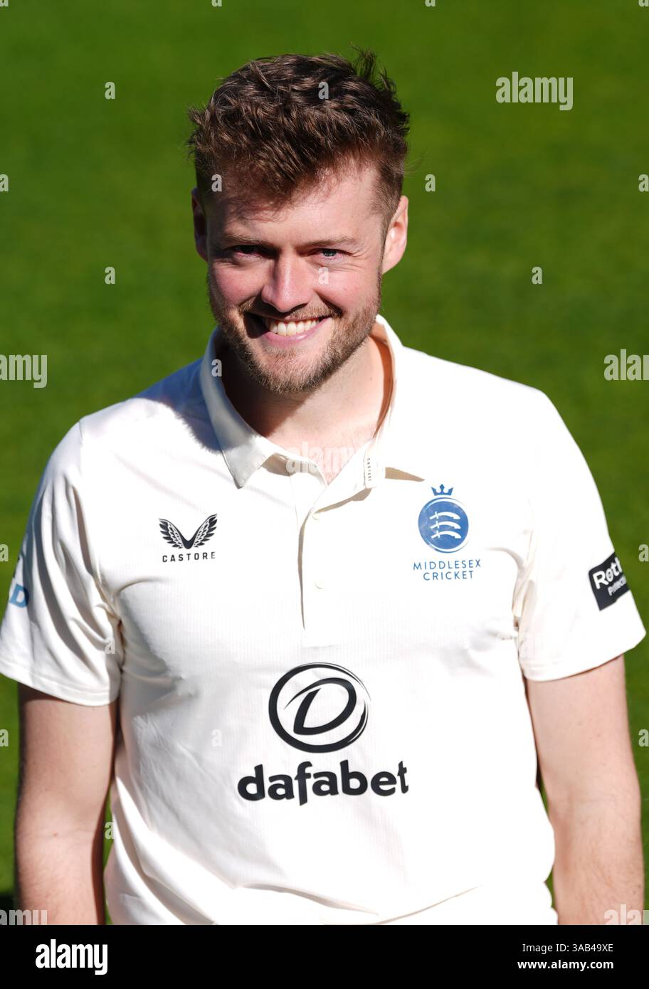 Tom Helm during a photocall at Lord's Cricket Ground, London. Picture ...