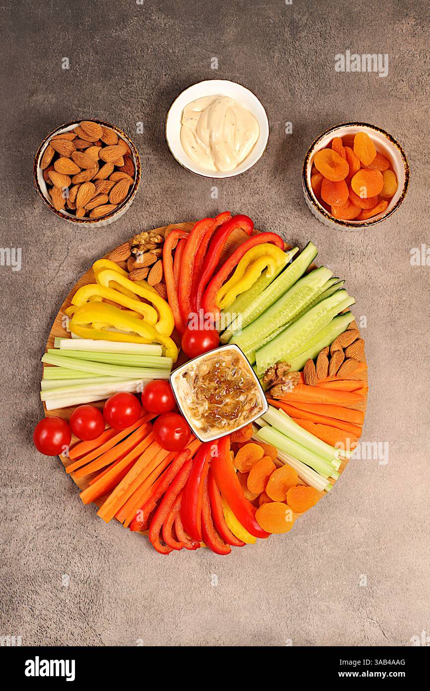 Middle East plate, Healthy food cuisine background with hummus bowl and ...