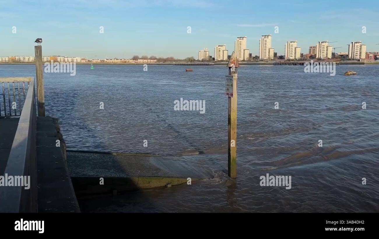 Grab from PA video of Barge House Causeway, near London City Airport ...