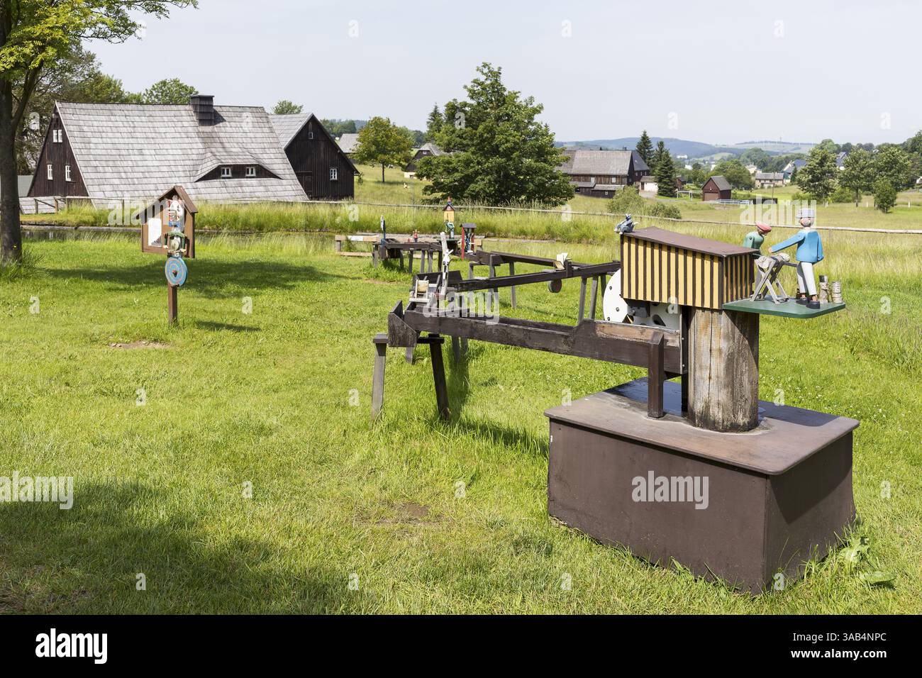 Water-powered mechanics of water wheel and play figures, Seiffen Open ...