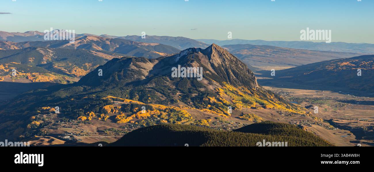Mt Crested Butte (12,162') standing as an island in the Elk Range ...
