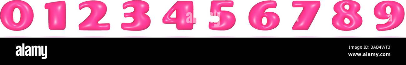 inflated numbers from 0 to 9. 3d vector illustration Stock Vector Image ...
