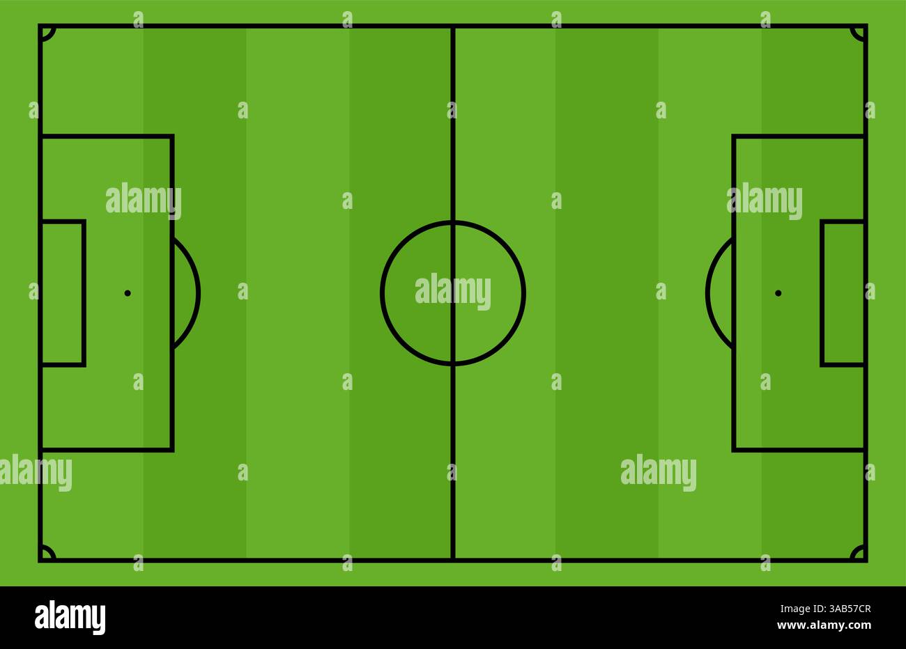 Aerial soccer field with sport court lines. Stadium pitch grass and ground view. Flat vector ...