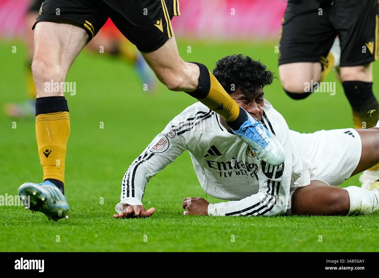 Endrick Felipe of Real Madrid hurts during the Spanish Cup, Copa del ...