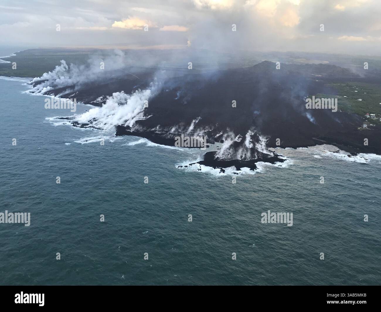 June 9, 2018 - Hawaii, U.S. - An aerial view of the Kapoho ocean entry ...