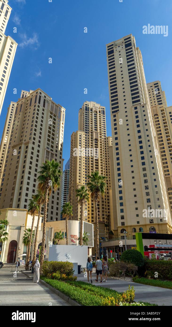 Skyscrapers and high-rise buildings in Dubai marina residential area in ...