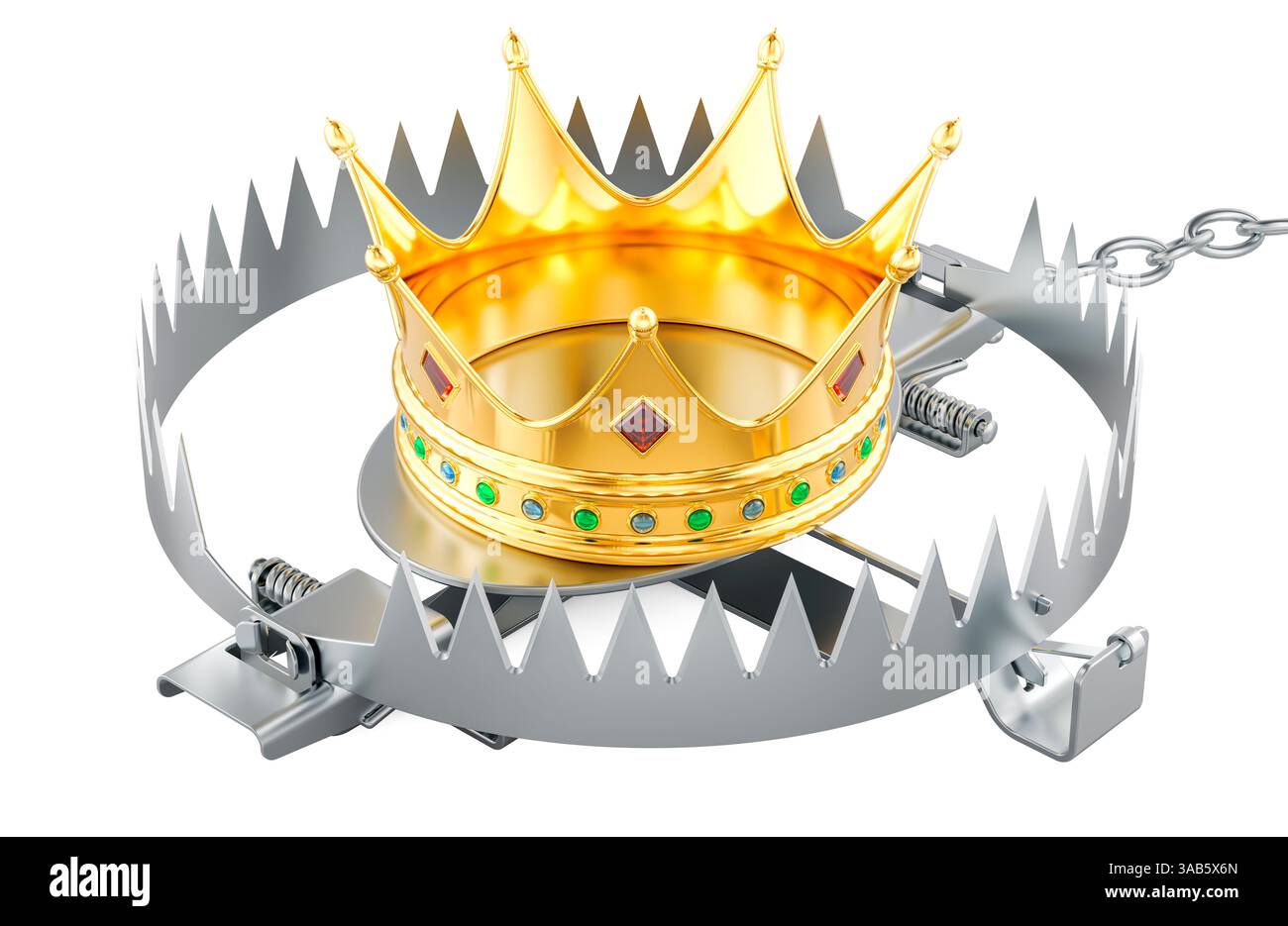 Bear Trap with golden crown, 3D rendering isolated on white background ...