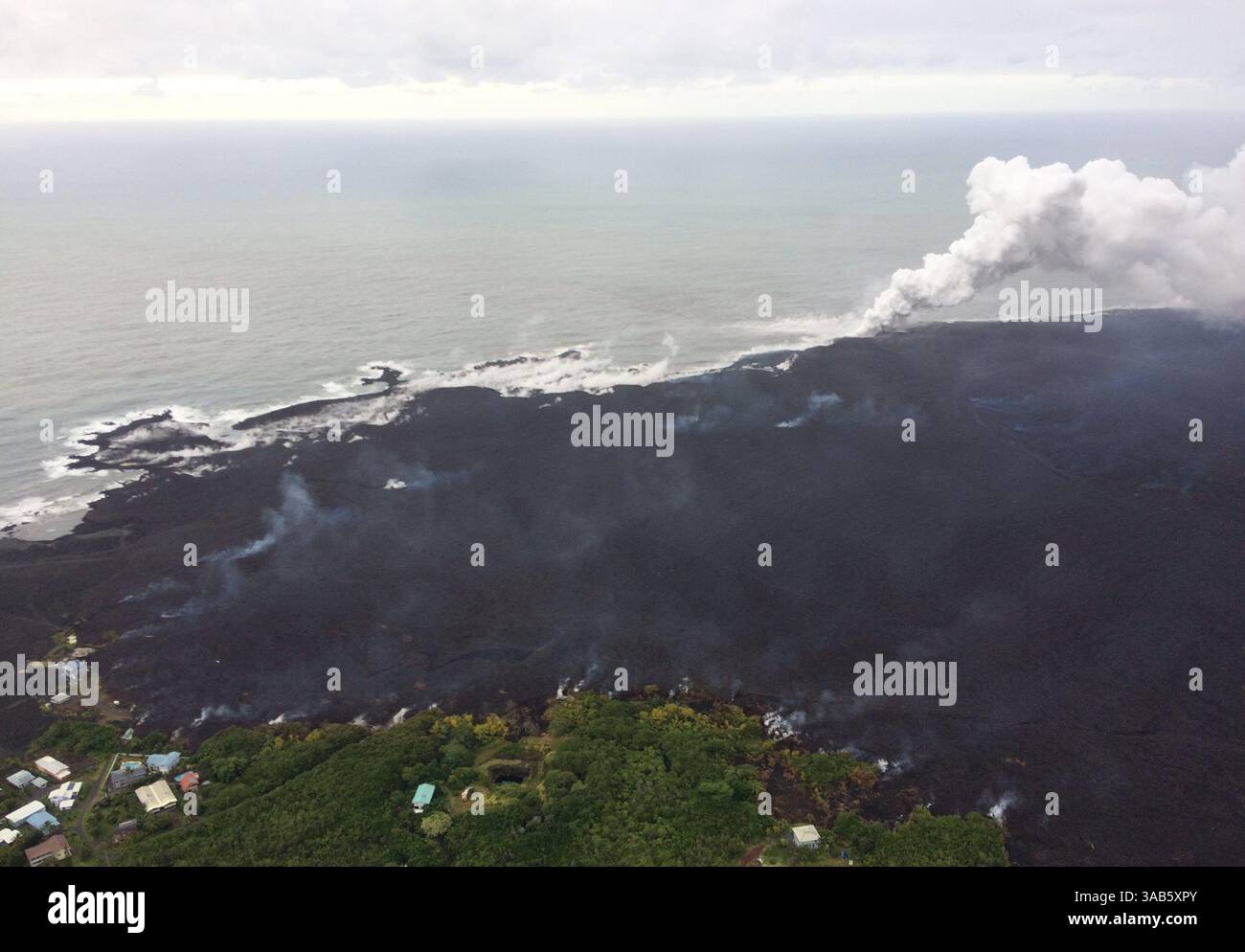 June 10, 2018 - Hawaii, U.S. - The fissure 8 lava flow reaches the ocean at Kapoho Bay, where a ...