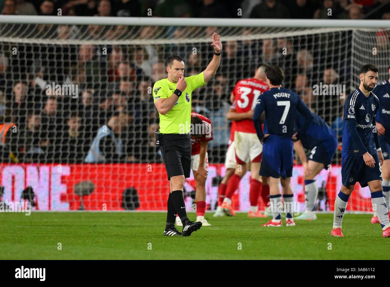 Referee, Jarred Gillett blows the final whistle during the Premier ...