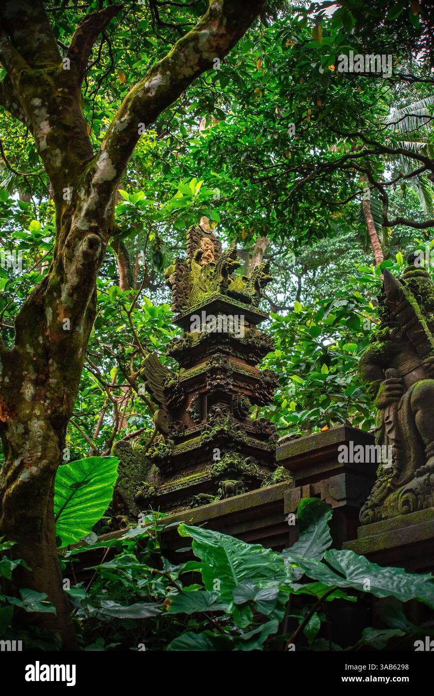 An ancient temple complex surrounded by the greenery of the Bali ...