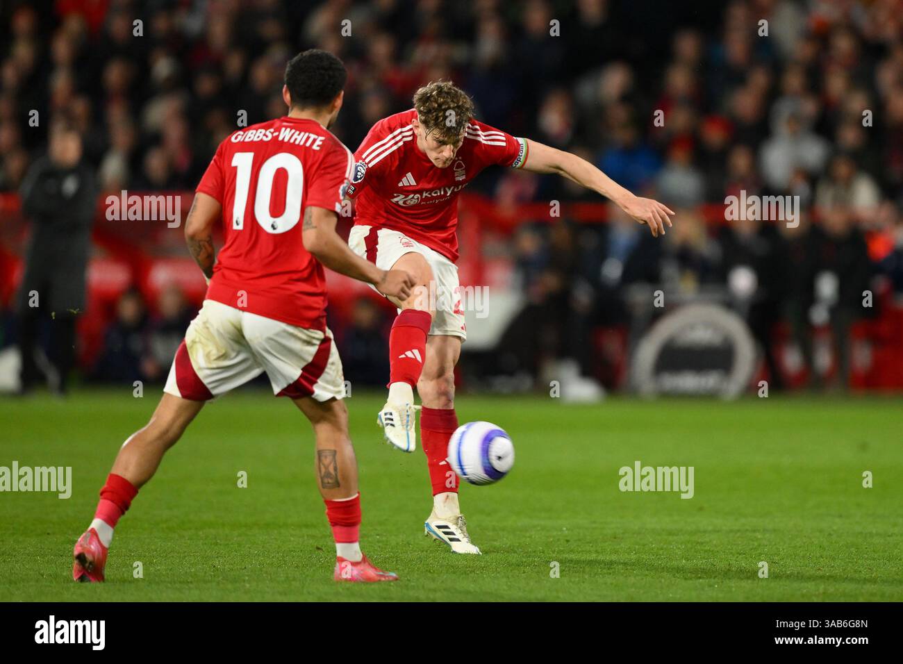 City Ground, Nottingham on Tuesday 1st April 2025. Ryan Yates of ...