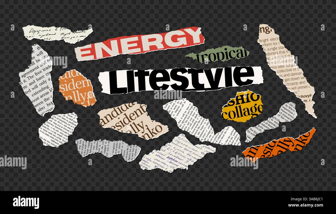 Torn Paper Sheets with Words, Ripped Newspaper Text, Handwritten Edged ...