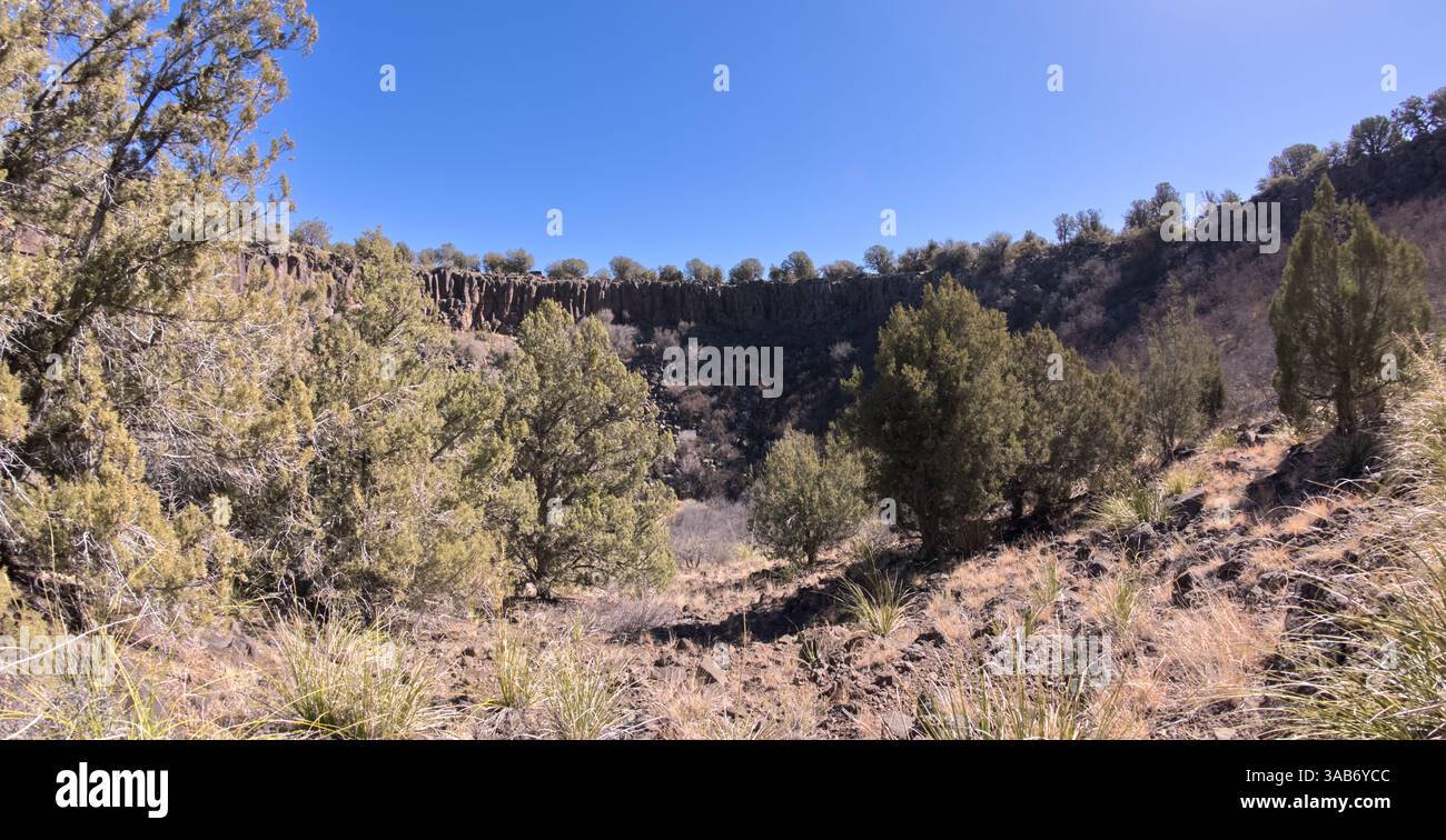 View from below the rim of the giant sinkhole known as Johnson Crater ...