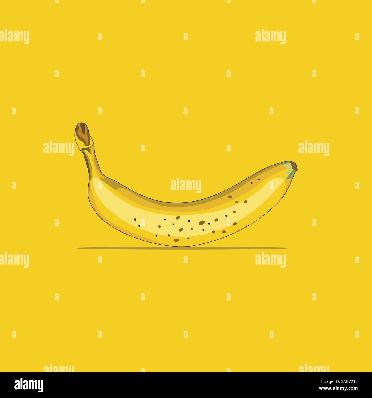 Banana on yellow background. Minimal style. Food concept. Vector ...